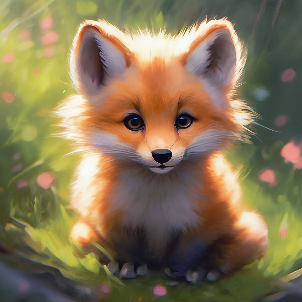 "Fluffy fox cub" — image created in Shedevrum