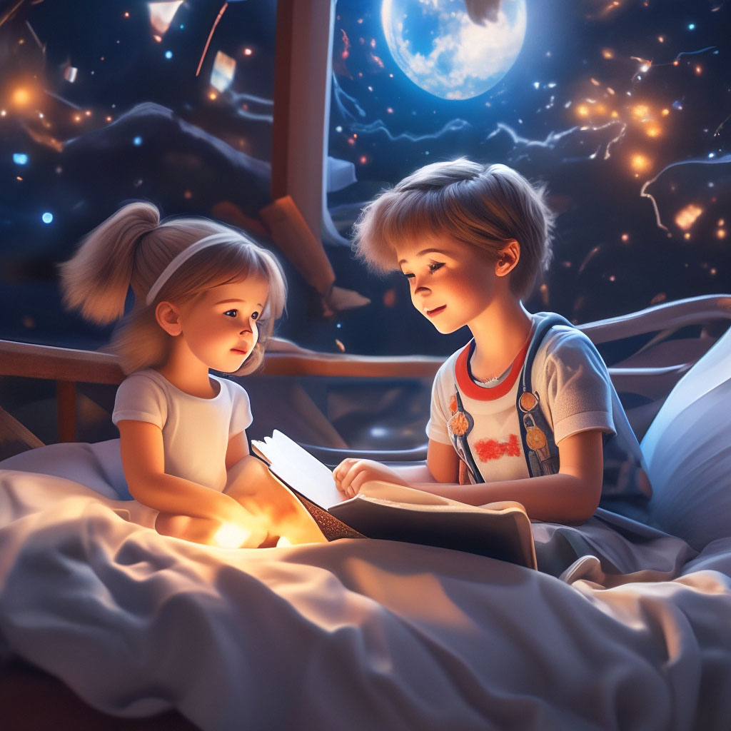 "A good bedtime story" — image created in Shedevrum