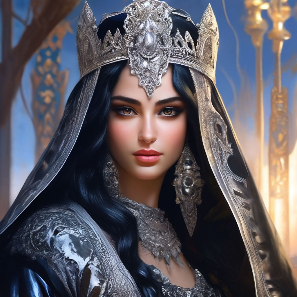 "A princess with beautiful eyes of an Arab country, in a crown and a ...