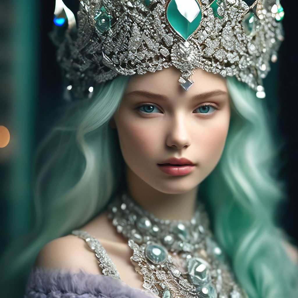 "A very beautiful girl, a luxurious crown of precious stones on her ...