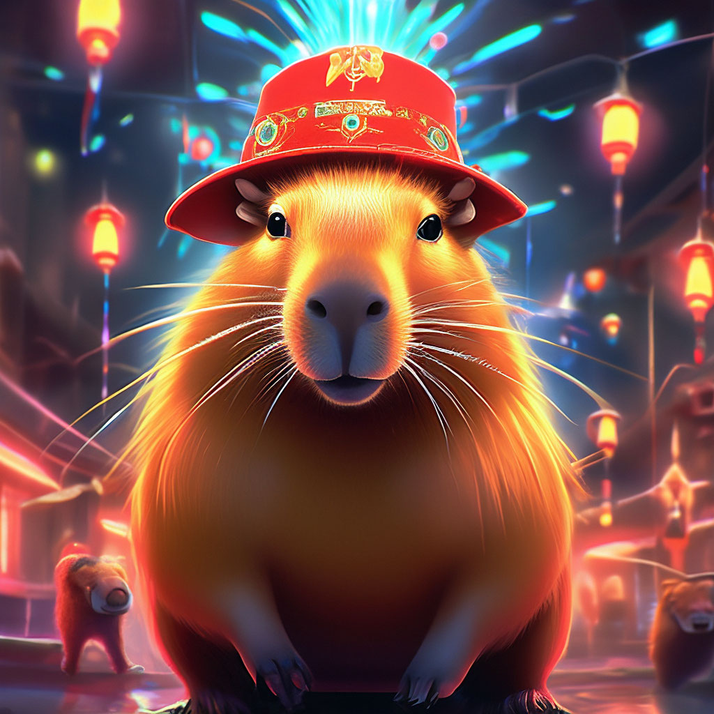 "New year's capybara" — image created in Shedevrum
