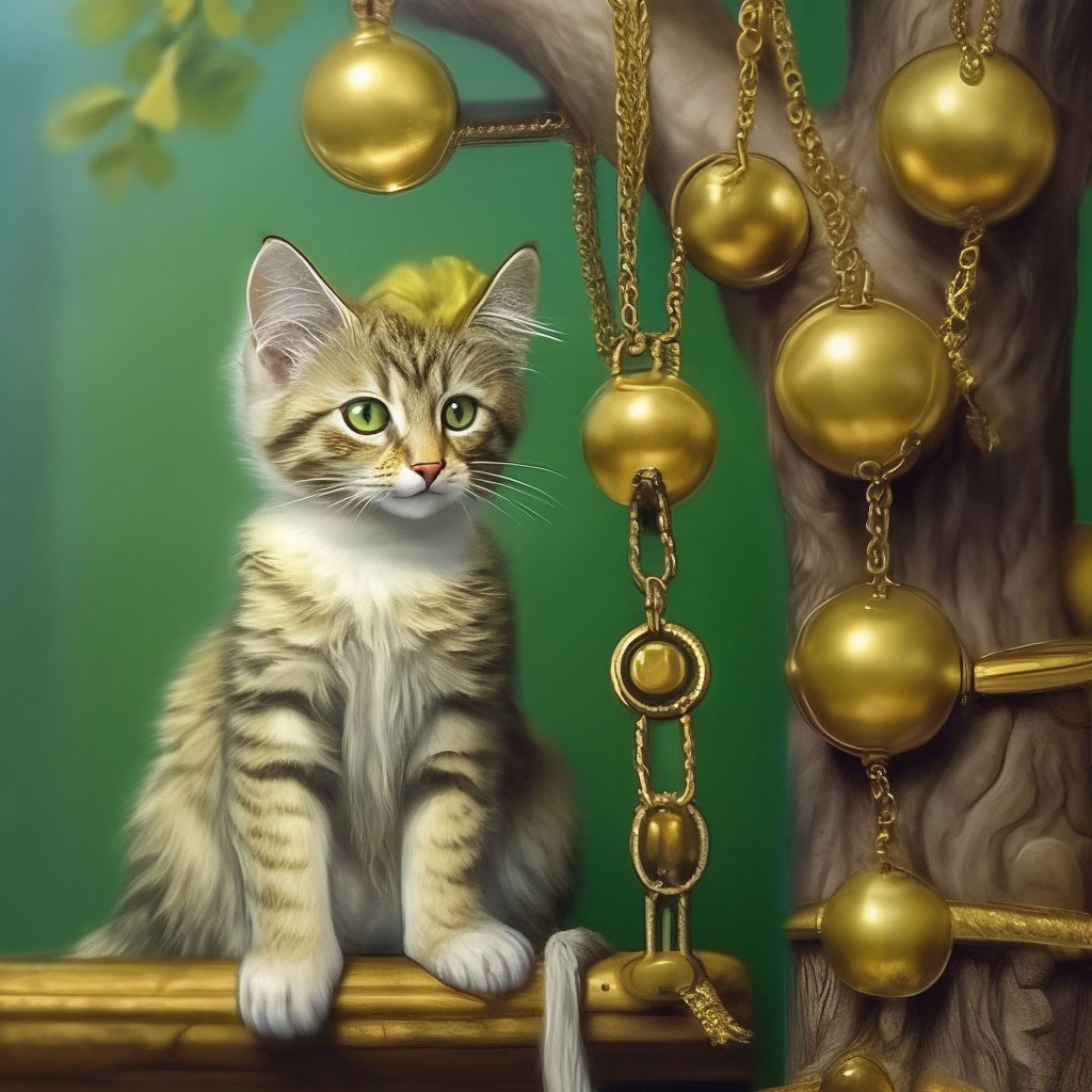 "The Lukomorye has a green oak, a golden chain on the oak, and day and ...