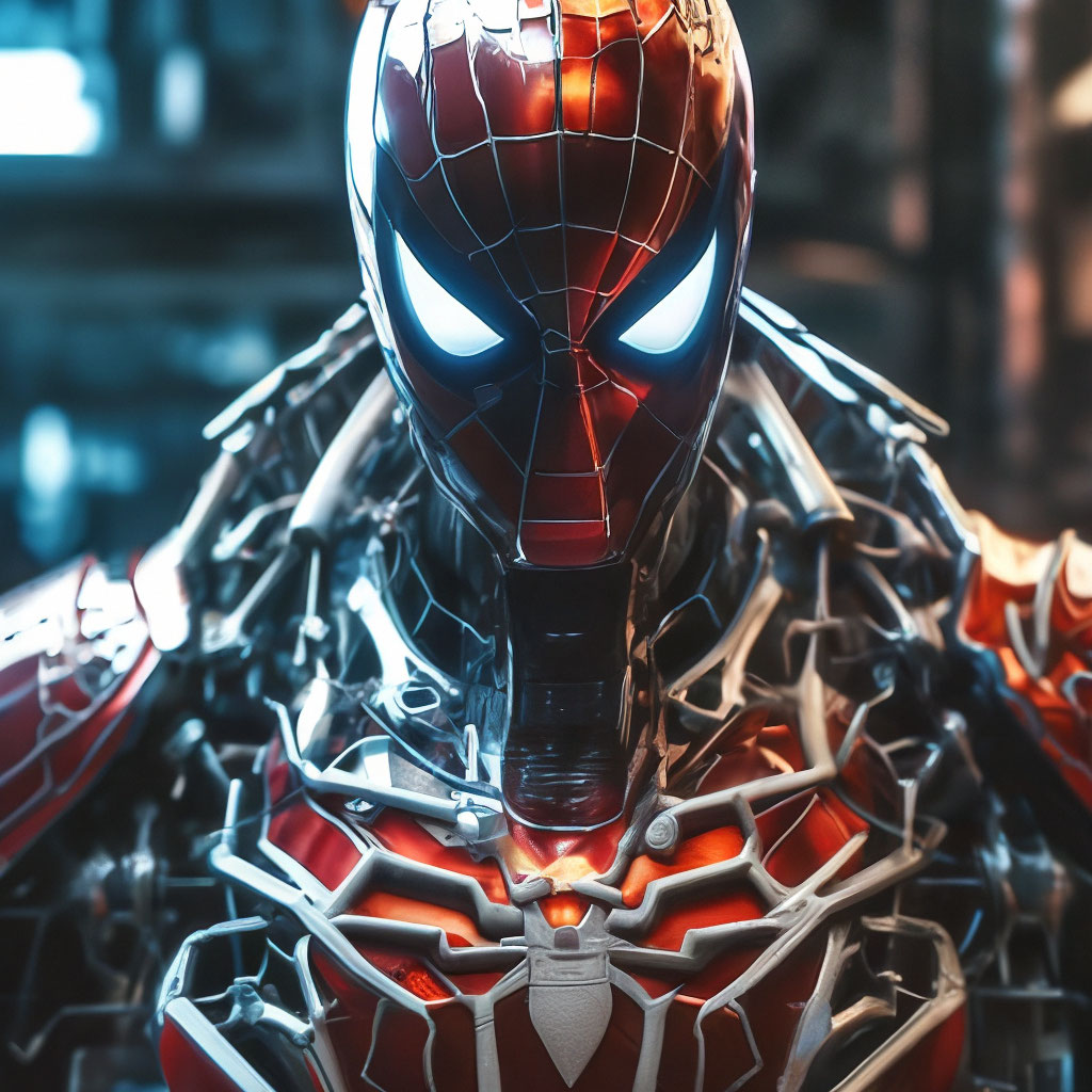 "Spider-man, exoskeleton, biorobot, horror, darkness, 32k, high ...