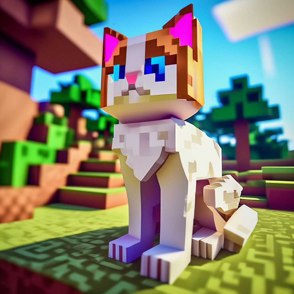 "Minecraft cat is beautiful" — image created in Shedevrum