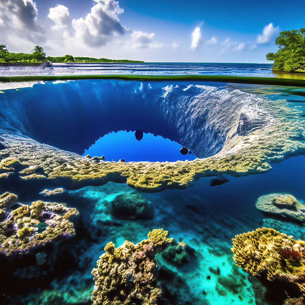"A large blue hole located in the center of Lighthouse Reef, an atoll ...