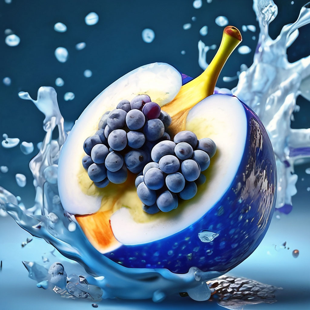 "Symbiosis fruit, white peel color,blue color in the section, among ...