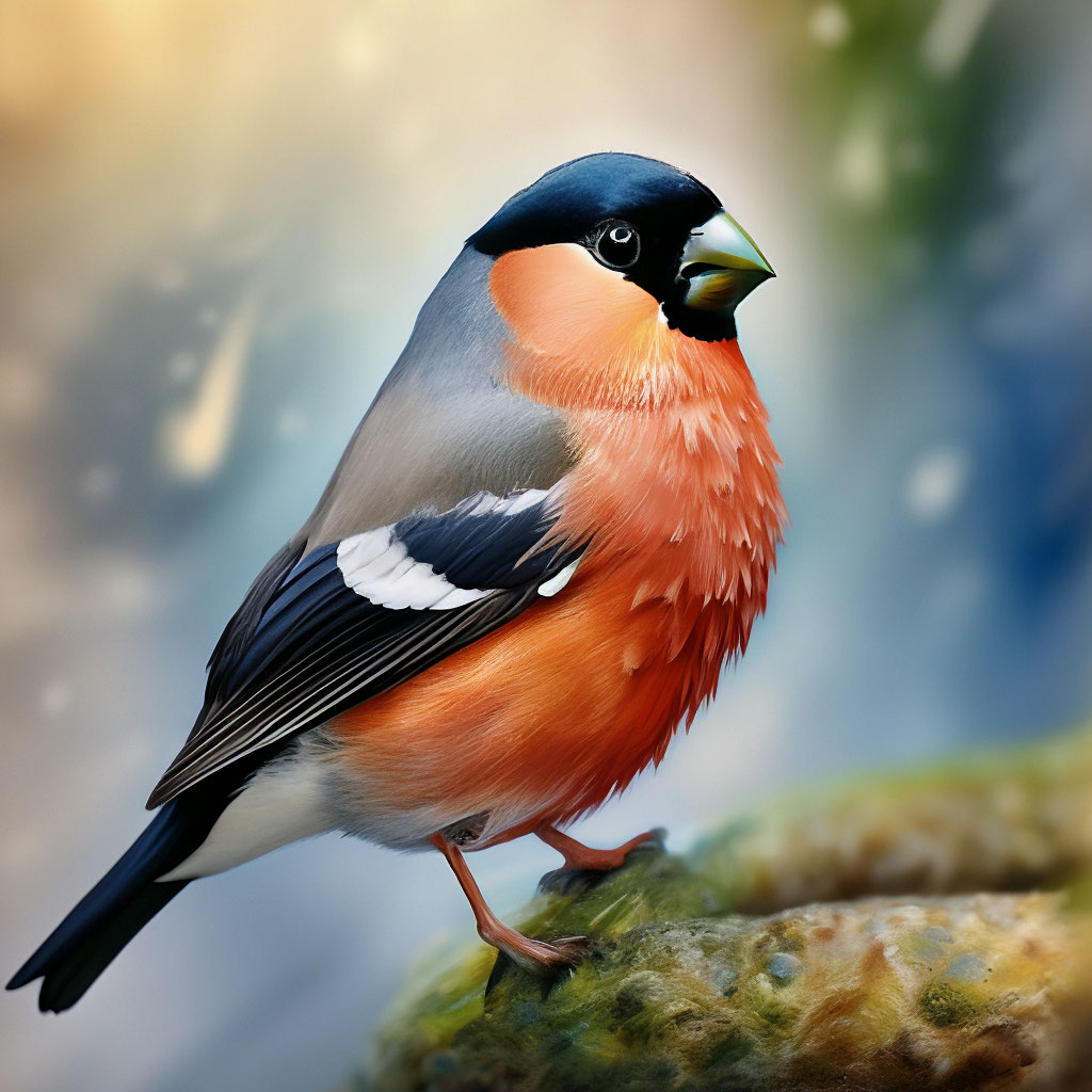 "Watercolor bullfinch bird, glare, pixel study, high detail, lots of ...