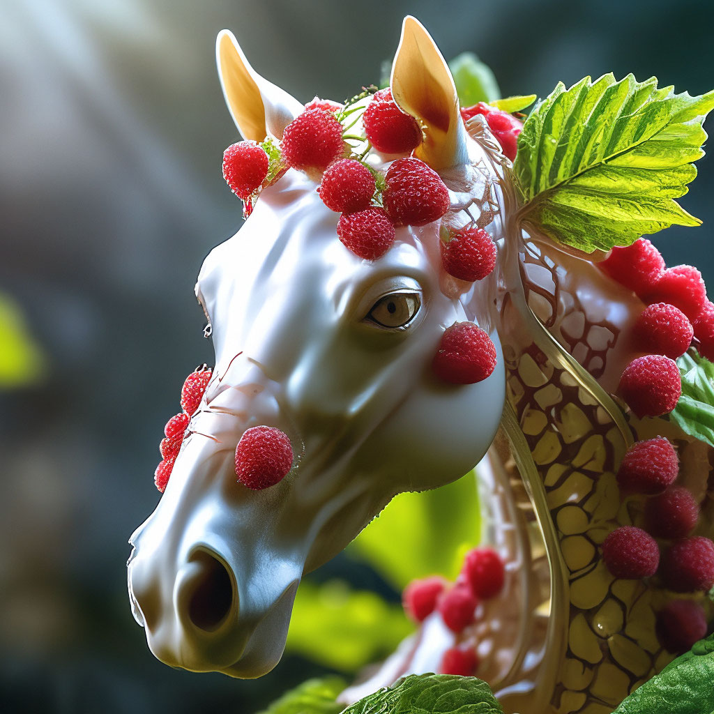 "Beautiful realistic transparent horse raspberry inside raspberry ...
