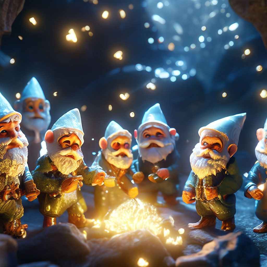 "Seven dwarfs mine diamonds, precious stones, fairy tale, diamond mine ...
