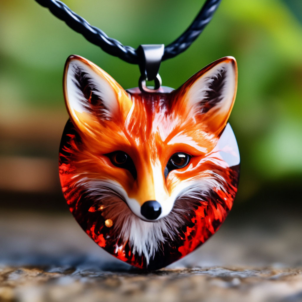 "Fox A beautiful locket made of epoxy resin, in the form of a Fox, red ...