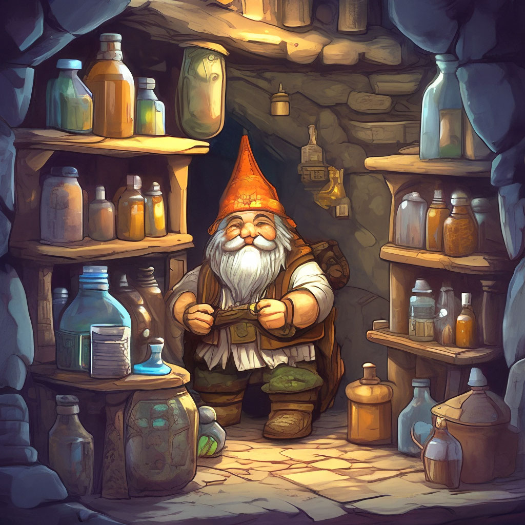 "Funny dwarf, elf,8-bit game,kind,funny,fabulous, in his cozy dugout ...