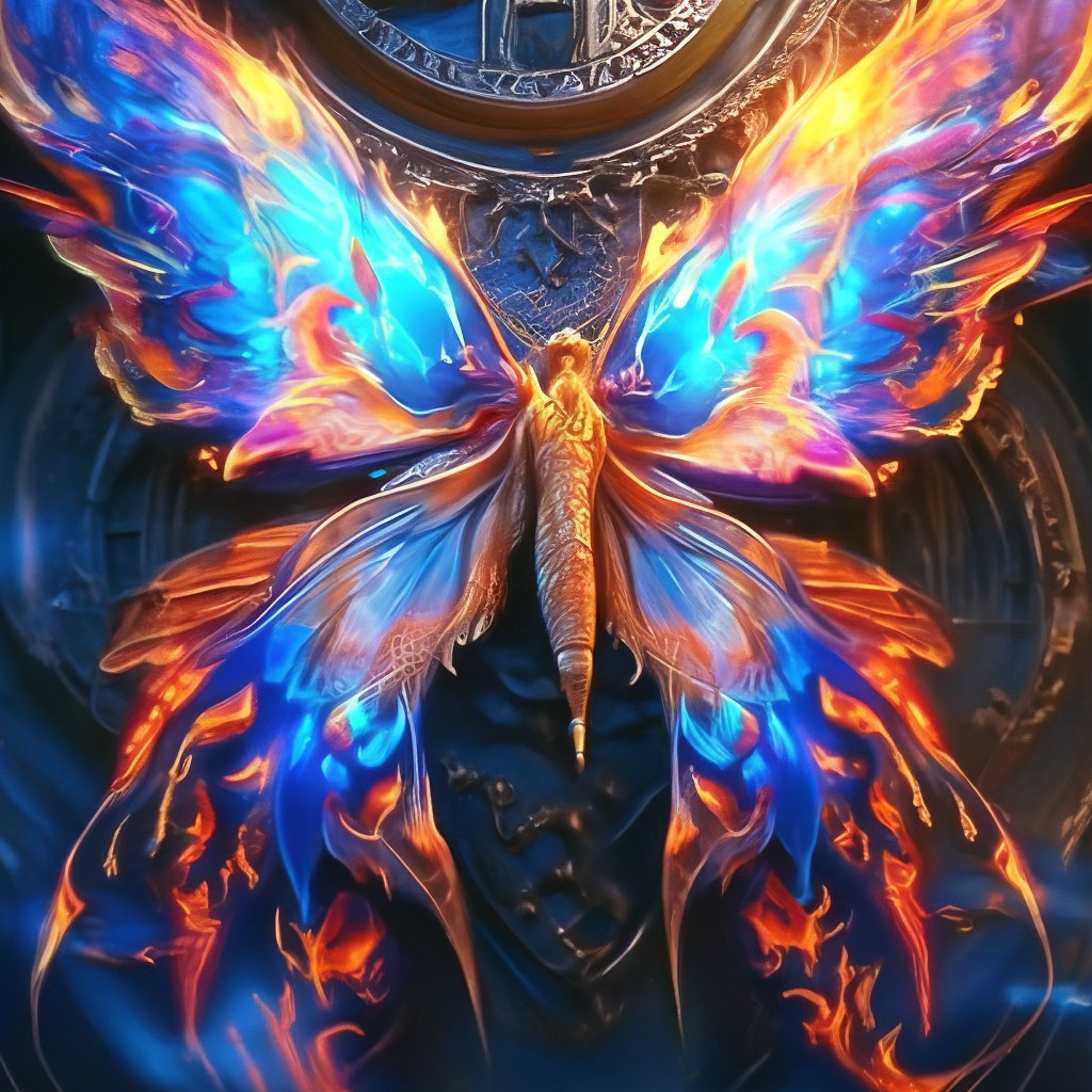 "Hybrid butterfly+phoenix,magic, magic, hyperrealism,digital drawing of ...