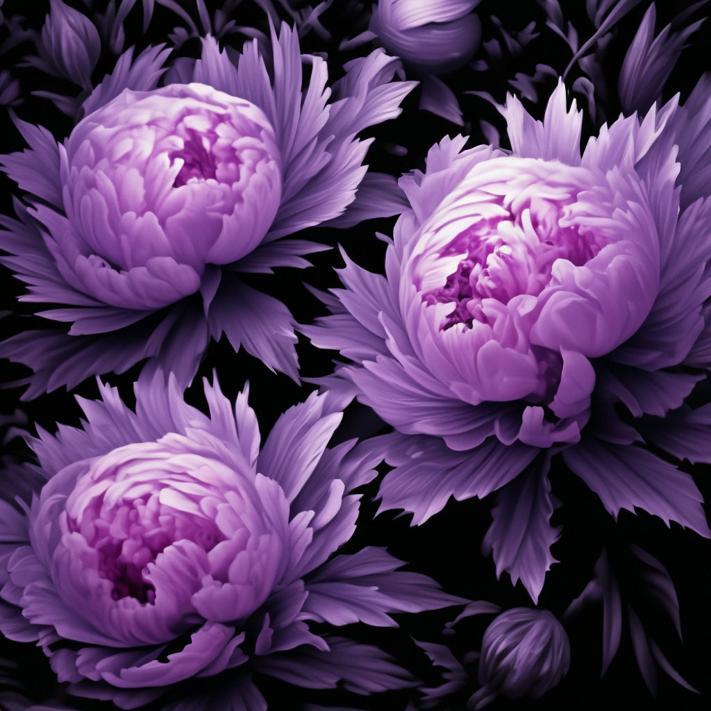 "Mezzotint engraving, from dark to light +lavender, lavender fractal ...