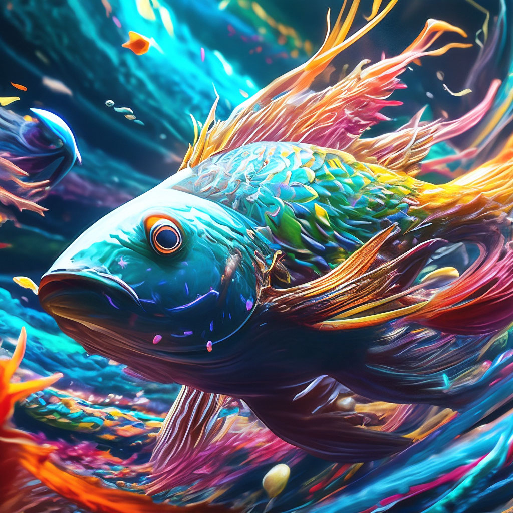 "Epic fish, horror,epic, fabulous, exotic planet abstract art ...