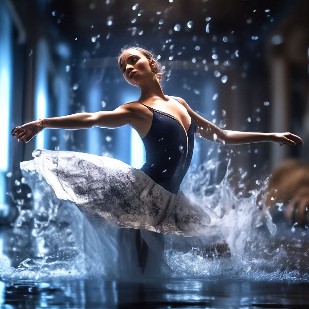 "Dance of a beautiful ballerina in water,1024k, dark epic, ultra ...
