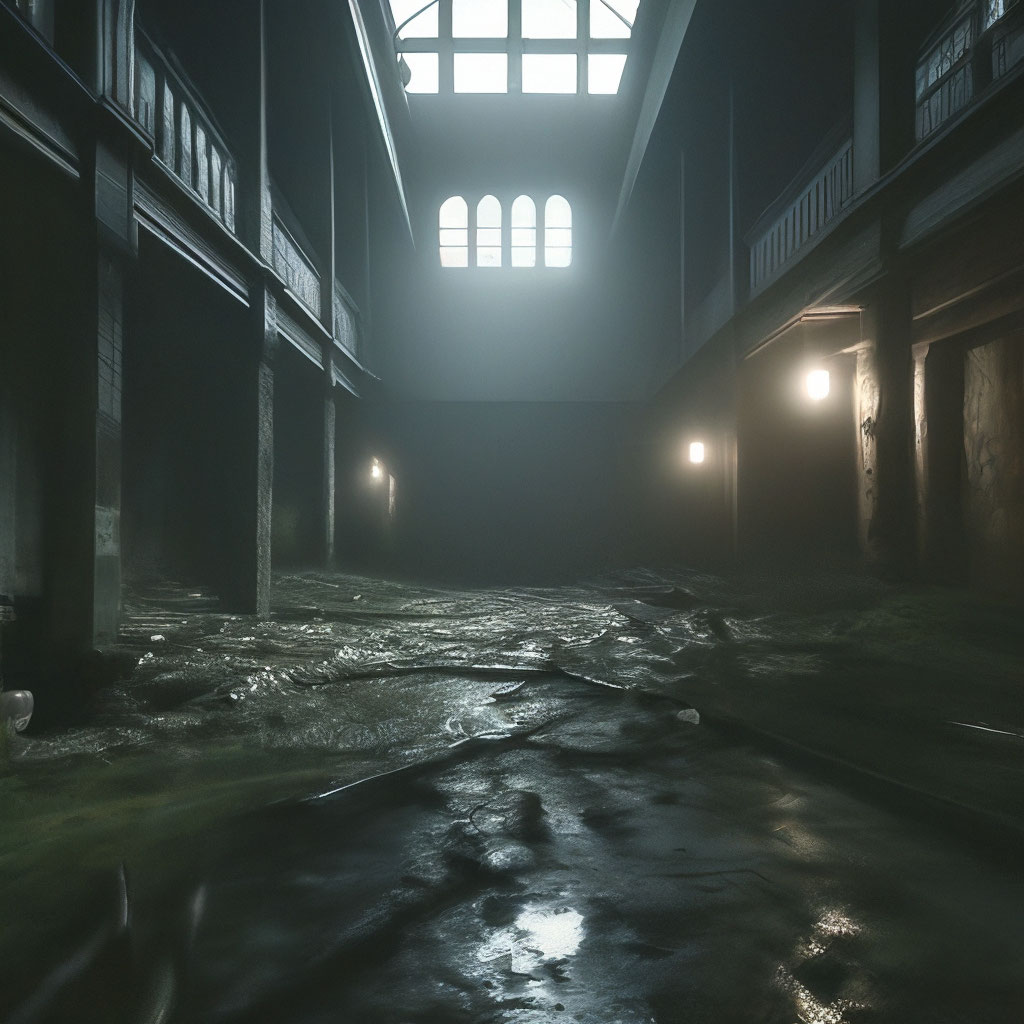 "Gloomy abandoned place, dark atmosphere, horror, fear, gloom ...