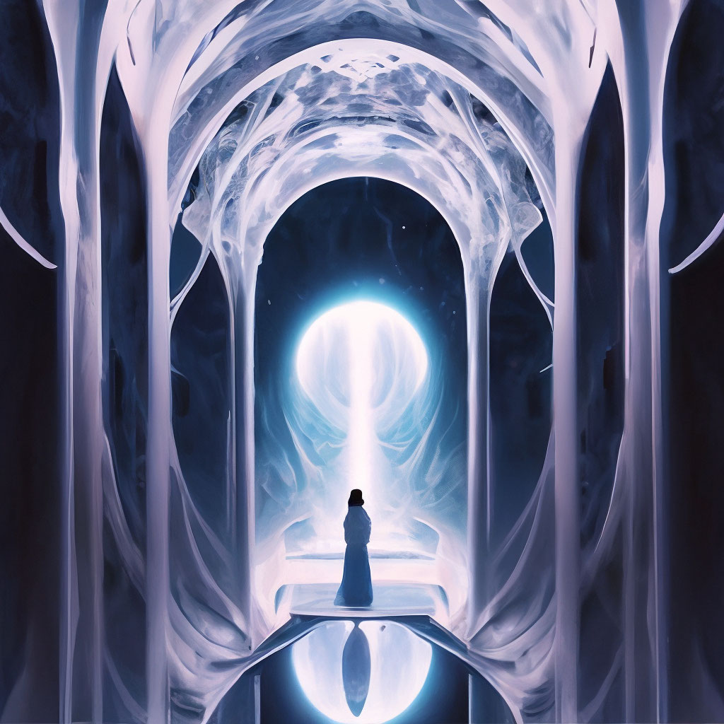 "Psychedelic vantablack portal in a stark white void, adventurecore ...