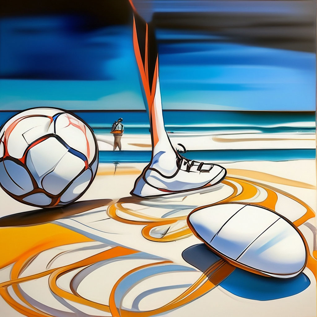 "Beach soccer ... white, fine filigree elements of the environment ...