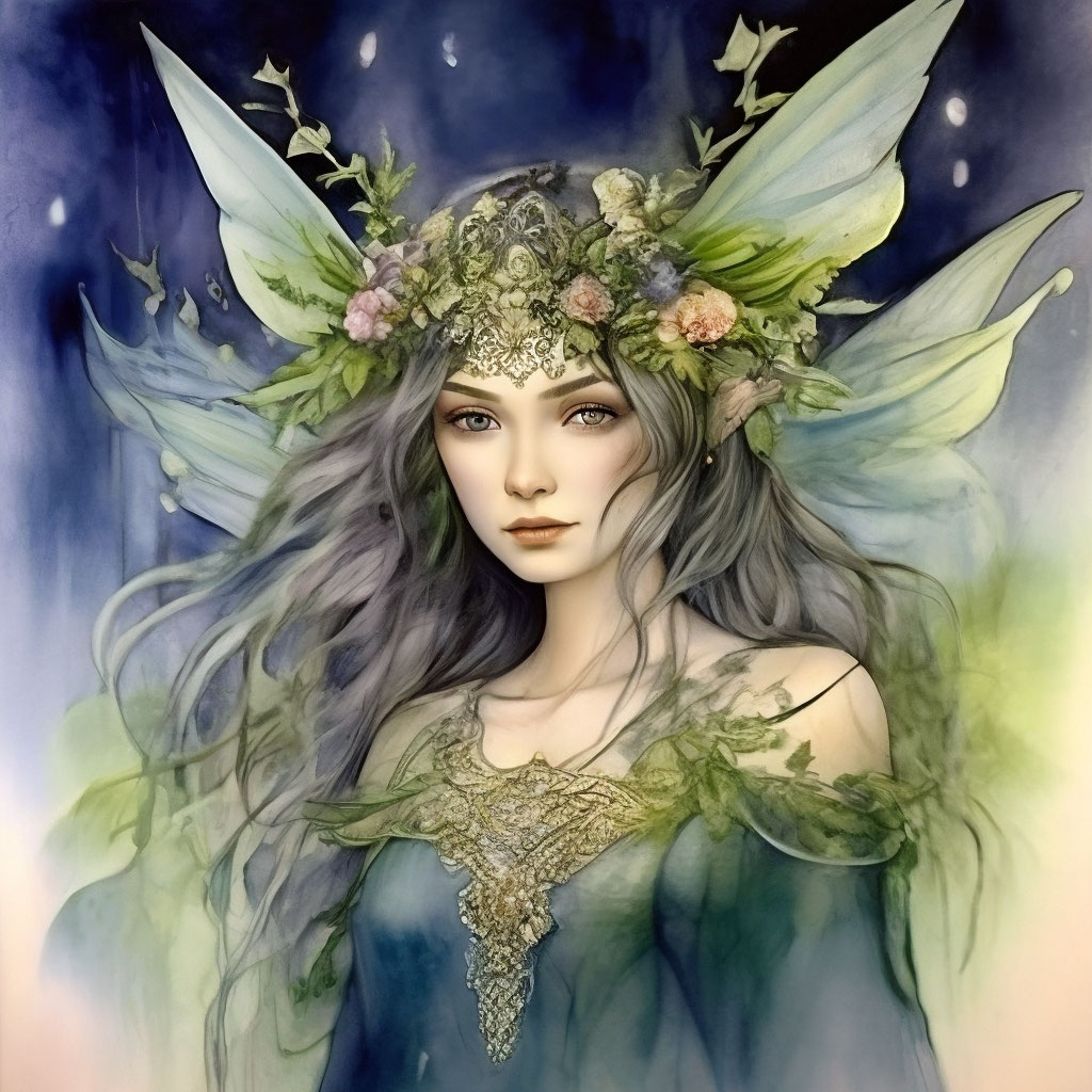 "Fairies from Celtic legend Delicate watercolor, delicate contour ...