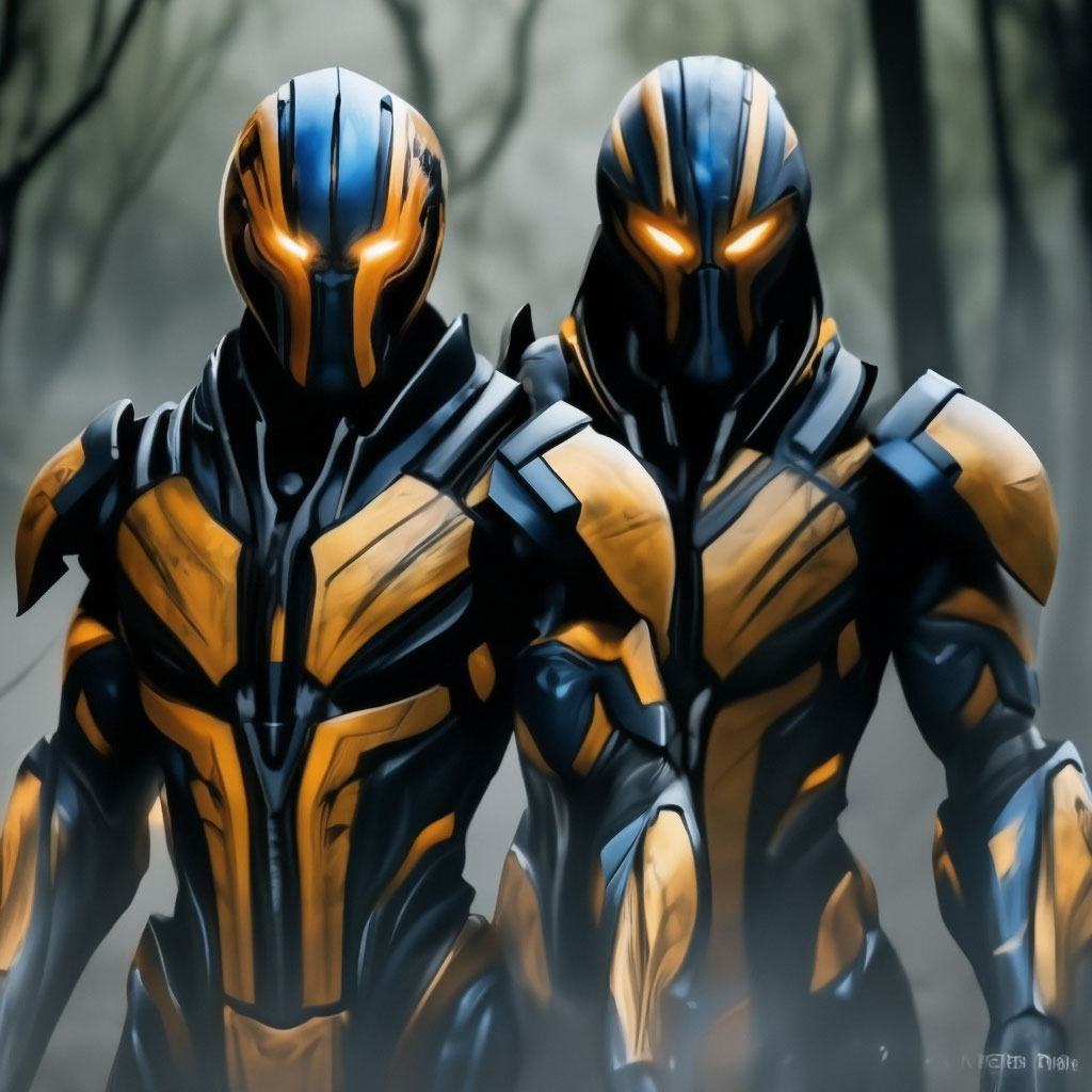 "Cyrax and Sector from Mortal Kombat Dark Blue suits" — image created ...
