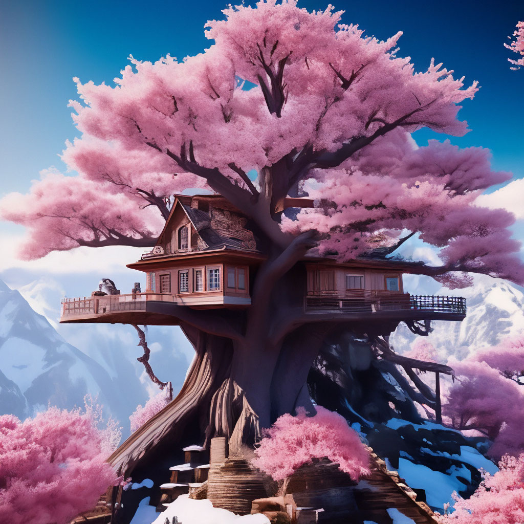 "THE CHERRY BLOSSOM TREE HOUSE + beautiful ornate treehouse in a ...