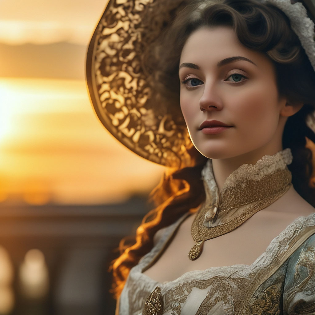 "Professional photography, lady of the victorian era, background is ...