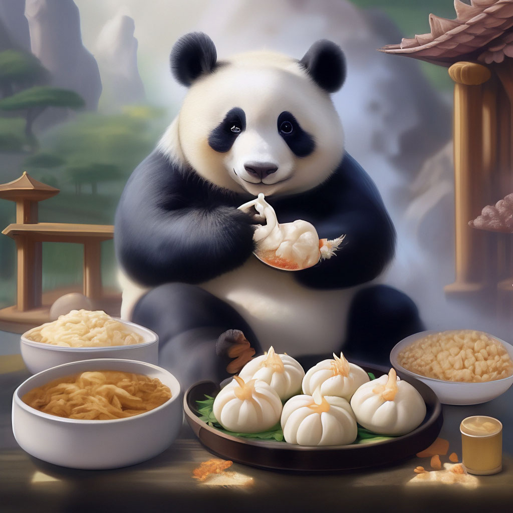 "Rice steamed buns and panda" — image created in Shedevrum