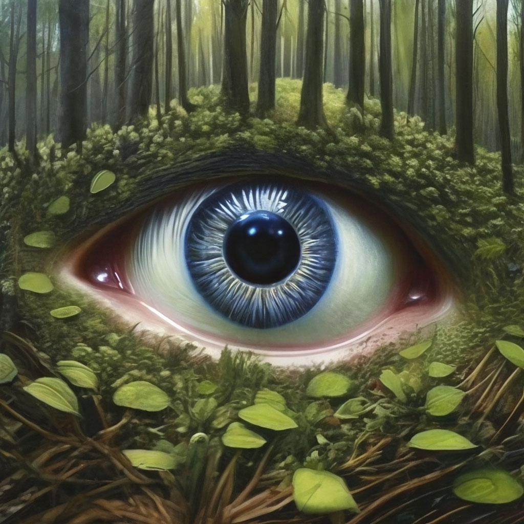 "Forest of eyes photorealism" — image created in Shedevrum