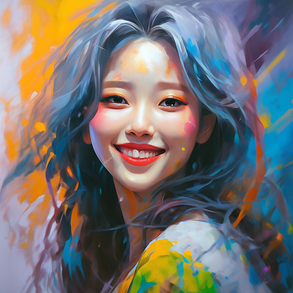 "Painting a beautiful woman, K-POP idols style, colors and abstract ...