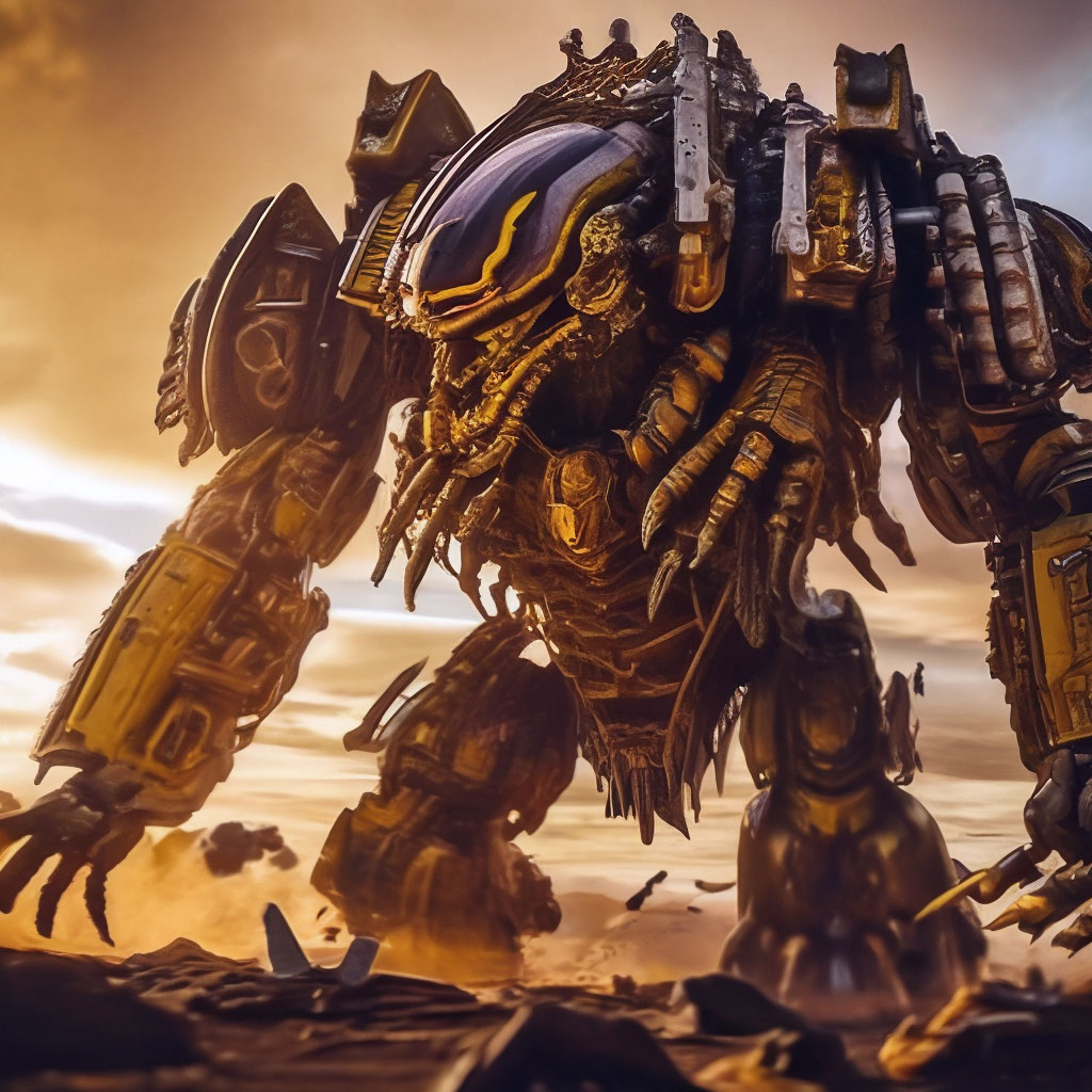 "Epic Dreadnought battle in the form of alien xenomorph, fighting ...