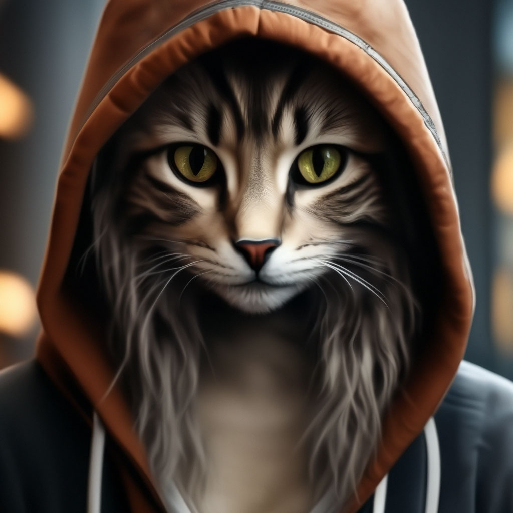 "Anthropomorphic beautiful Cat, beautiful eyes, cascade hairstyle with ...