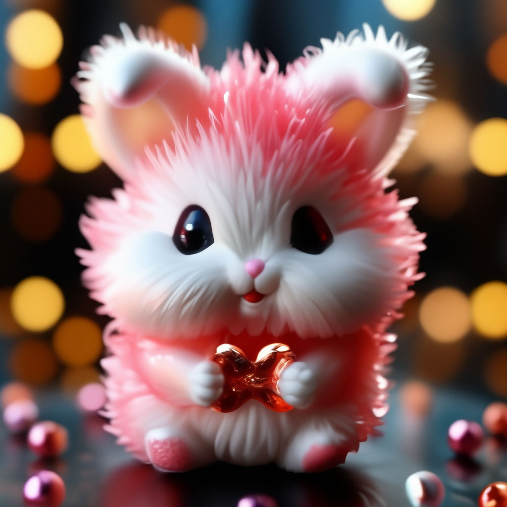 "Cute three-dimensional fluffy bubble character-hybrid kitten,rabbit ...