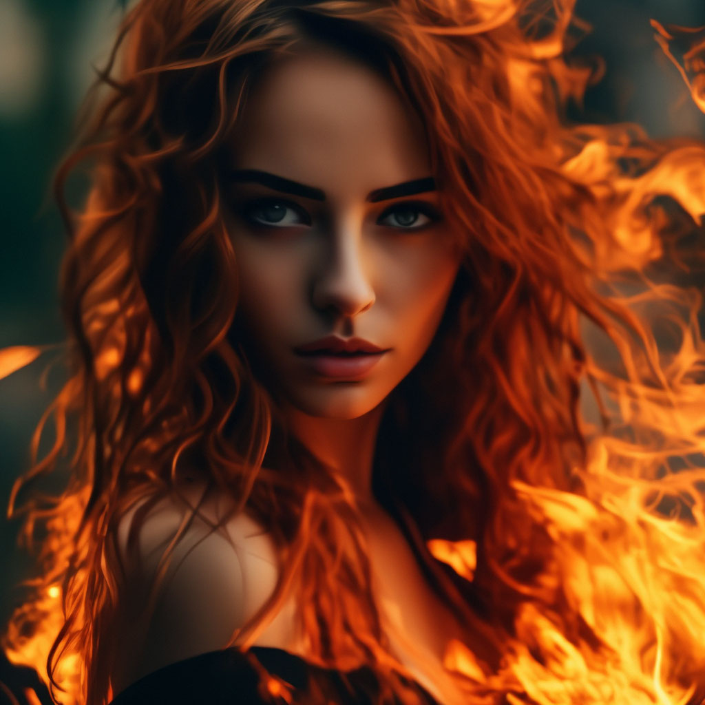 "Girl fire" — image created in Shedevrum
