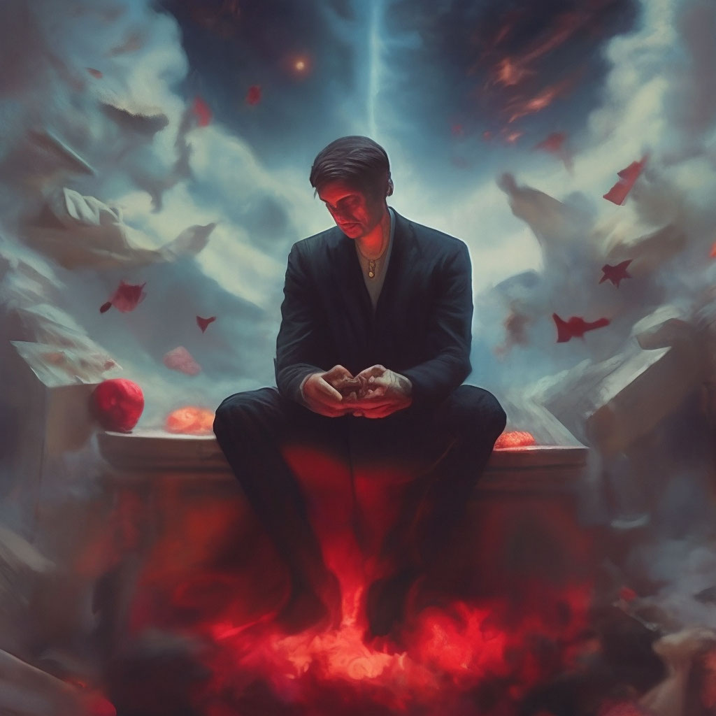 "I want to sell my soul, no one buys it... (" — image created in Shedevrum