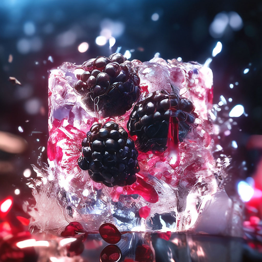 "#flora Smoke,steam,bright warm light,hyperrealistic juicy blackberries ...