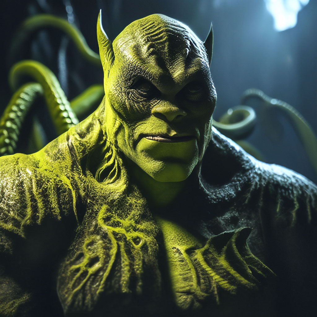 "Venom comes out of shrek, dark backlight, fantasy, beautiful ...