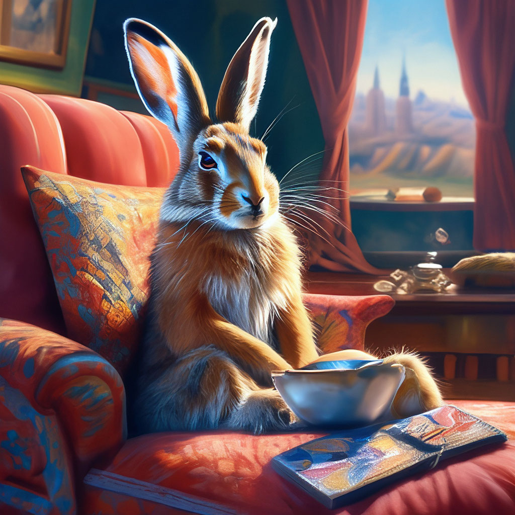 "The hare is watching a movie" — image created in Shedevrum