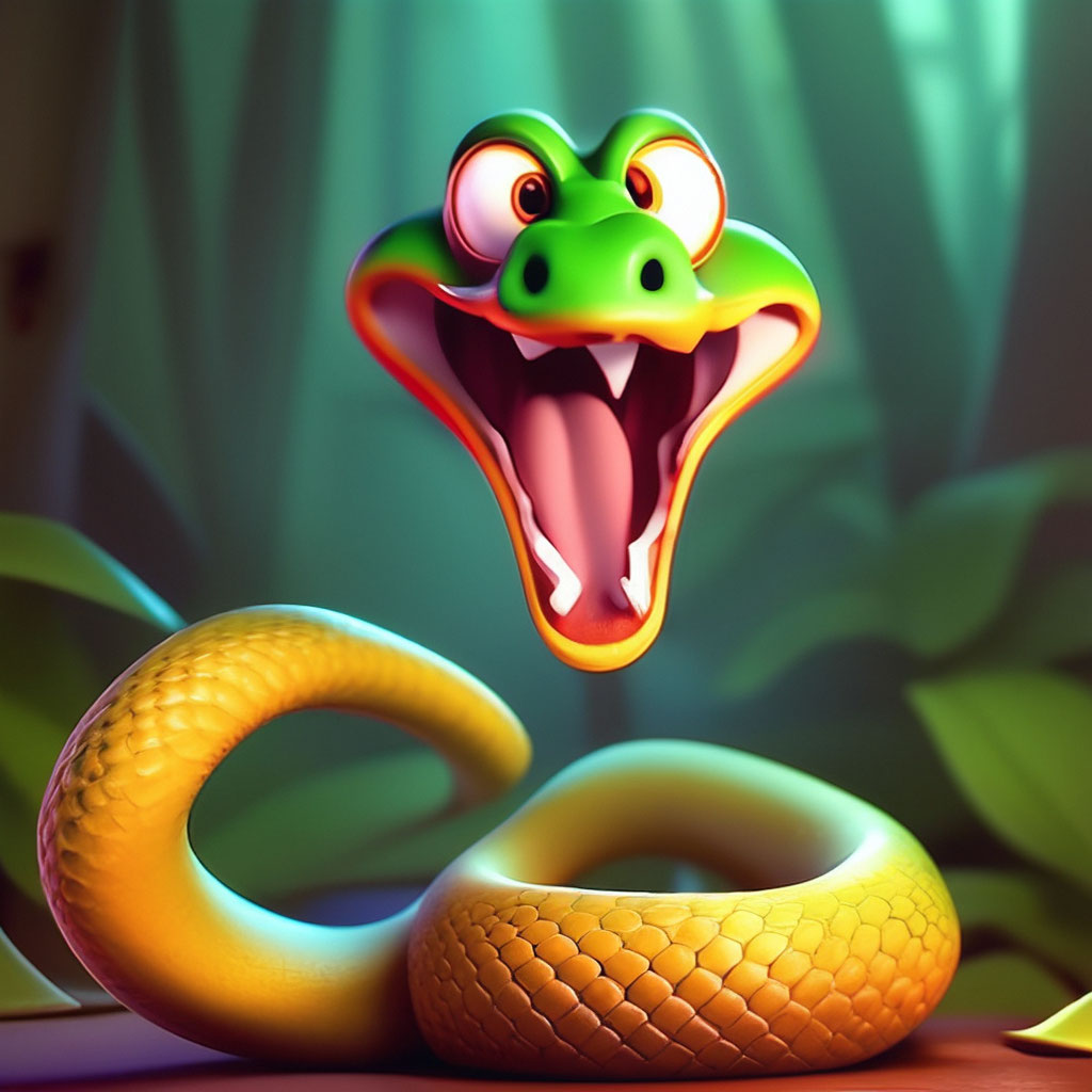 "Funny cartoon of a snake gorynych cartoon" — image created in Shedevrum