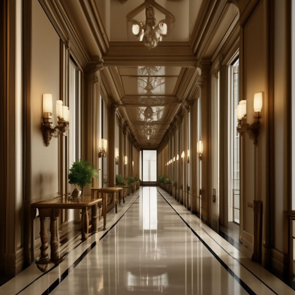"Corridor, in classic style aesthetically pleasing, realistic ...