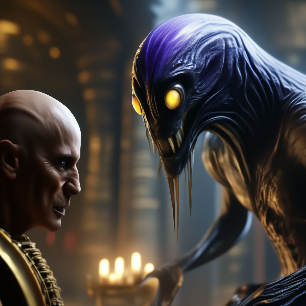 "Horror, creepy, Egyptian Pharaoh worships a creepy alien monster with ...