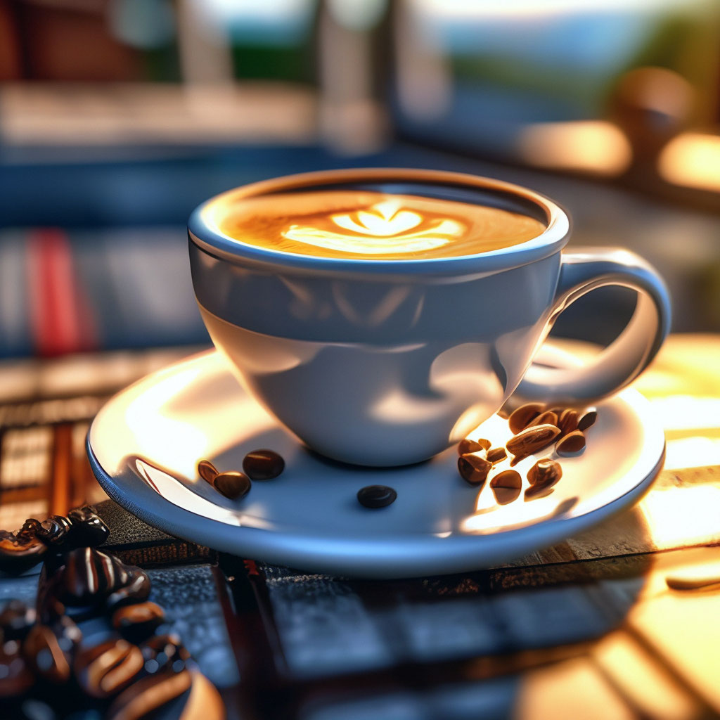 "Morning, cup of coffee, super macro, ue5, hdr, ultra-detail, maximum ...