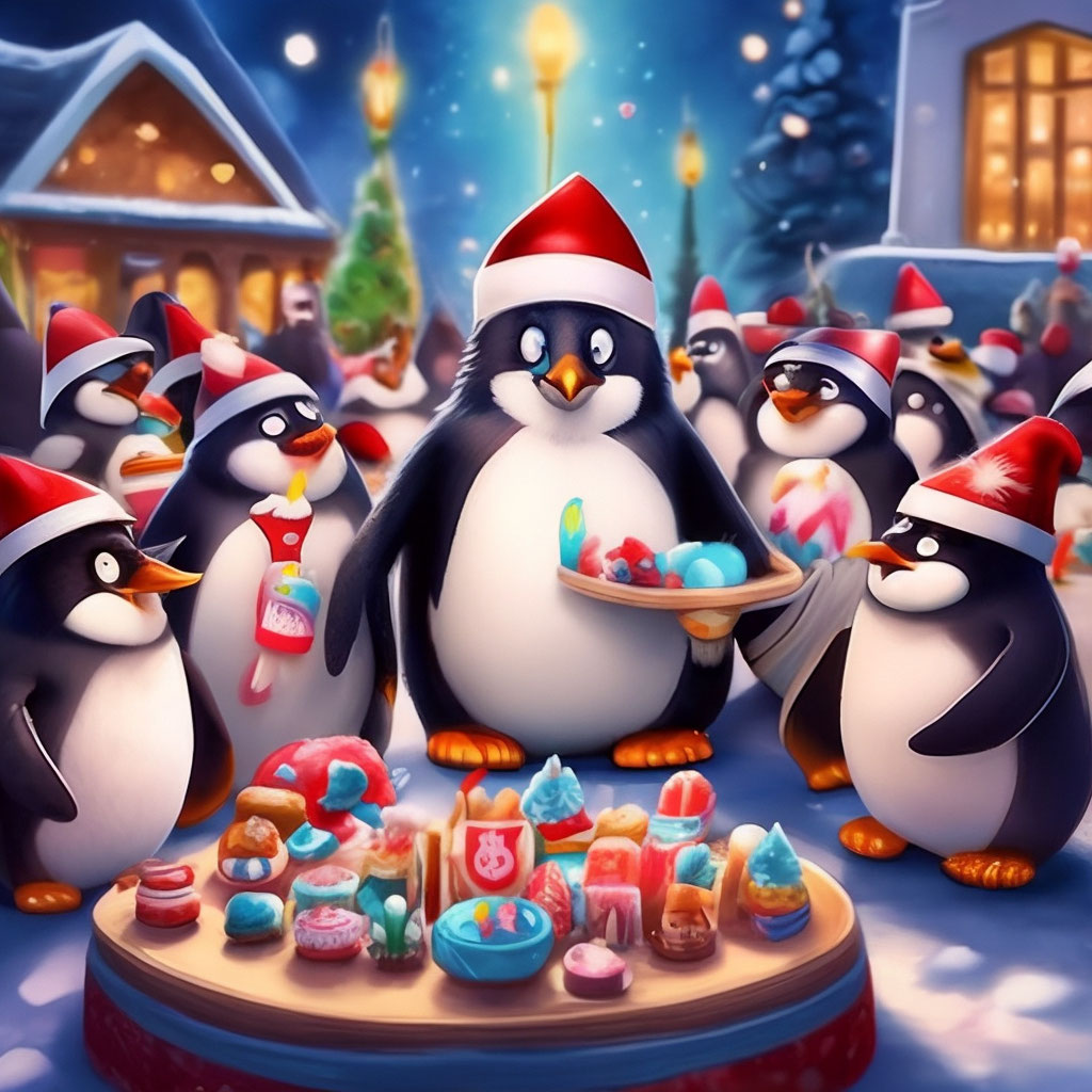 "The penguin who came to the New Year's party and was welcomed and he ...