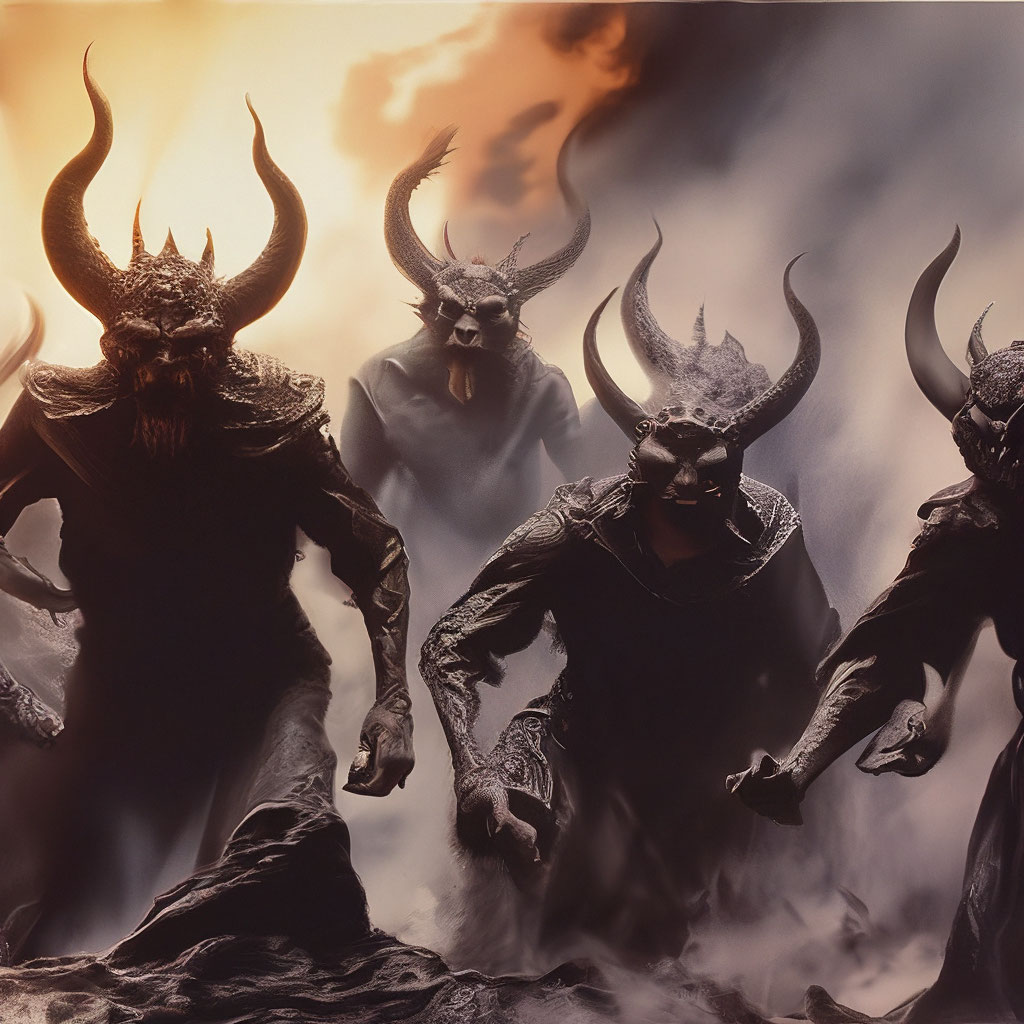 "Demons risen from hell" — image created in Shedevrum