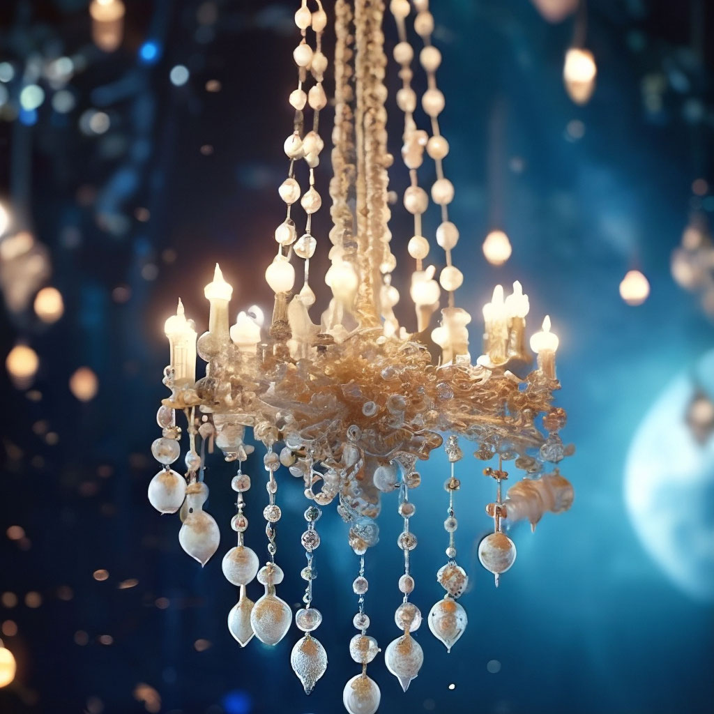 "Curved chandelier, rarity, extravagant, cute, made of pearls and ...