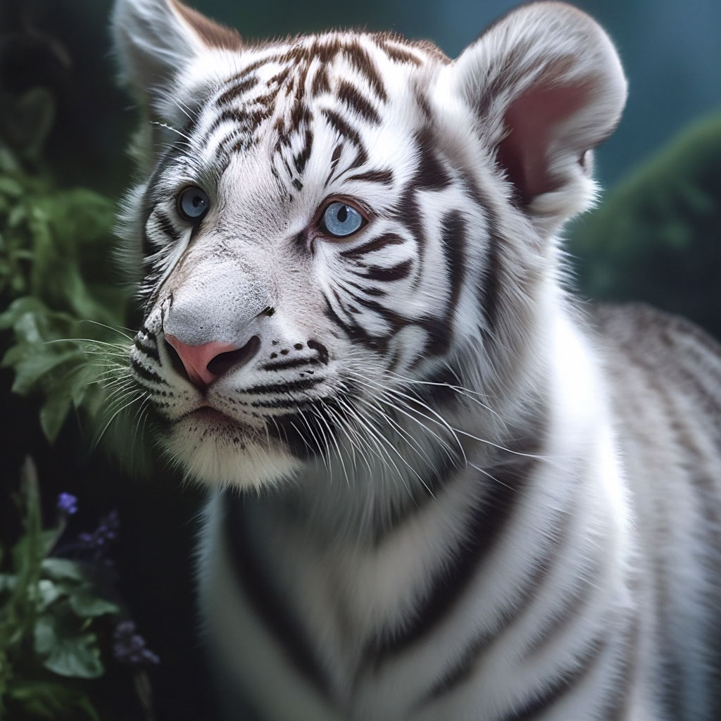 "White tiger cub in all angles" — image created in Shedevrum