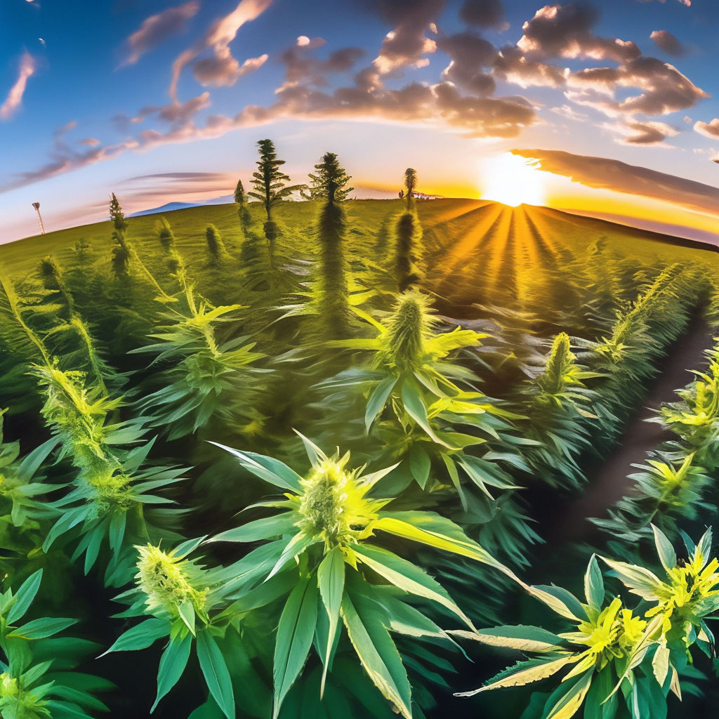 "Hemp field at sunset, aesthetically pleasing, professional photo ...
