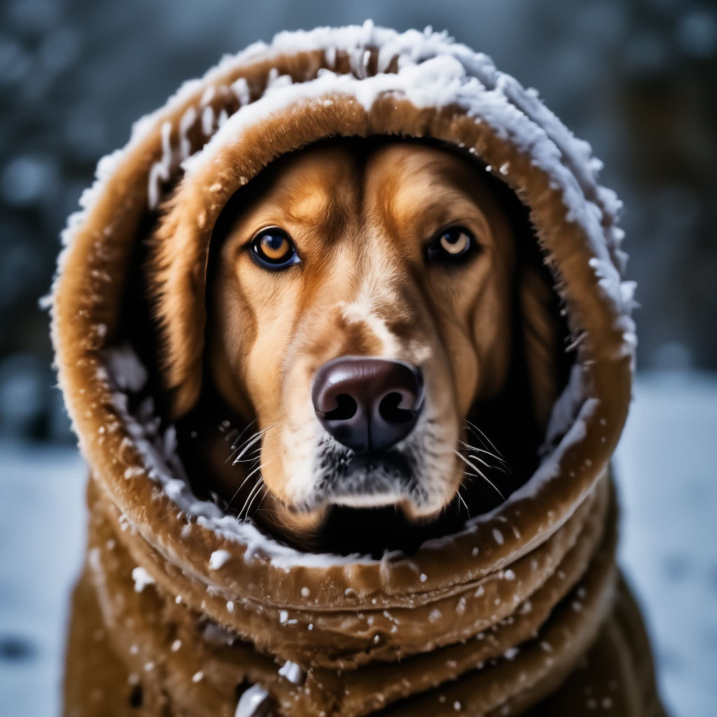 "Winter is a dog's cold" — image created in Shedevrum
