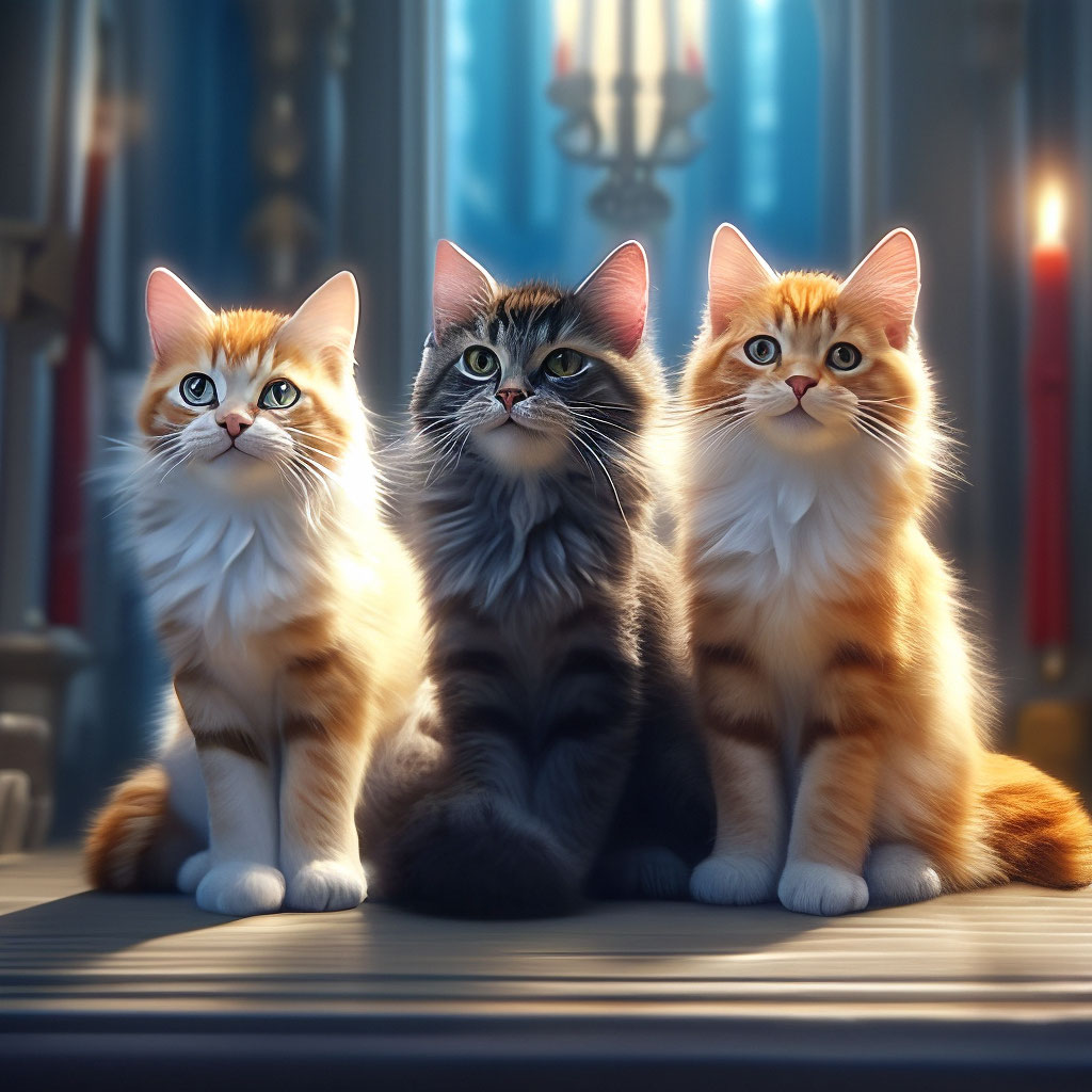 "Three cats three tails, beautiful, professional photo, realistic, 4k ...