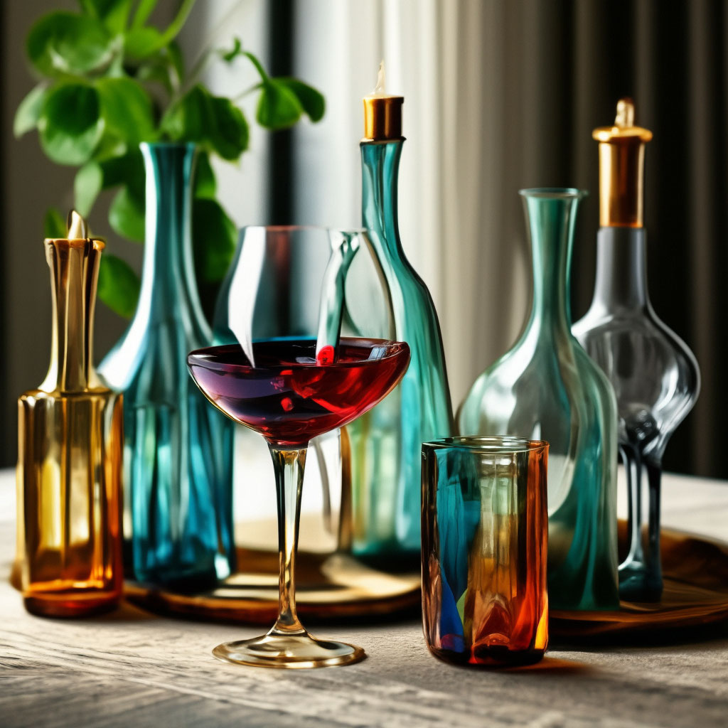 "Still life with objects made of glass. thin and thick glass ...