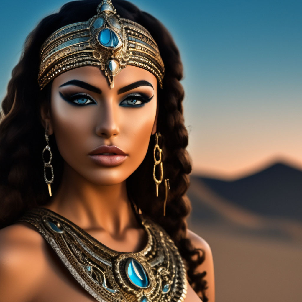 "RAW photo, beautiful Egyptian woman-sphinx, glowing eyes, full body ...